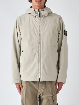 Stone Island Kurze Windjacke aus technischem Gewebe mit Kapuze und Logo-Patch