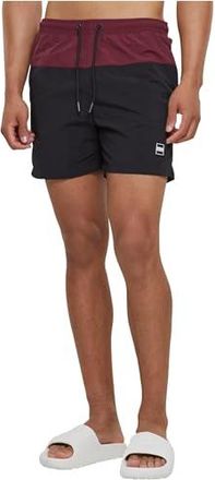 Urban Classics Short de Bain Block Maillot, Cerise/Noir, M Homme