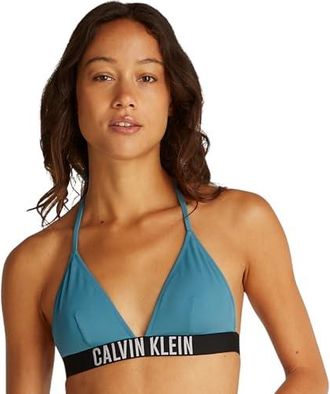 Calvin Klein Haut de Bikini Triangle Femme Rembourrage Amovible, Bleu (Storm Blue), XS