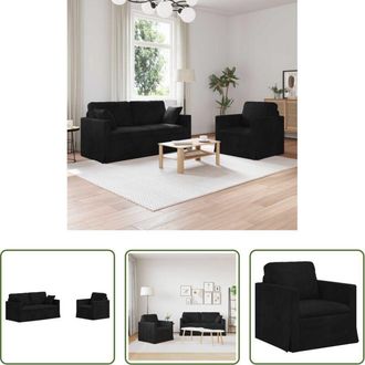 vidaXL Samt - Sofa Set 2 pcs Schwarz 158 x 78 x 80 cm Samt