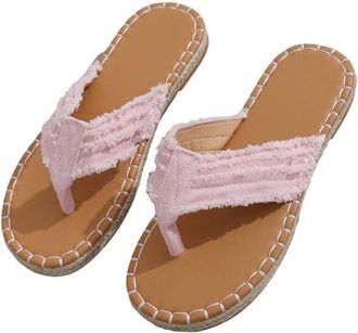 Generic Tongs pour femme - Sandales romaines pour femme - Sandales de plage - Pantoufles creuses - D&eacute;contract&eacute;es - &Agrave; clip - Chaussures plates, Rose, 39 EU