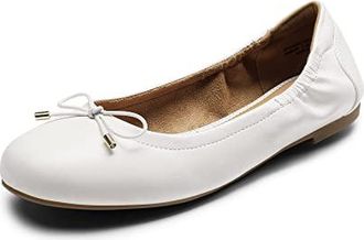 Dream Pairs Femmes Ballerines Chaussures Classiques Ballerines Plates Femmes Élégantes avec Lacets Boucle Blanc 37 (EUR) SDFA2310W-E