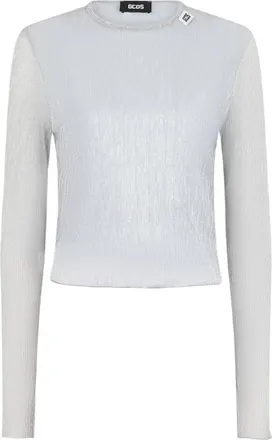 GCDS Gcds, Femme, Tops, Gris, Taille: 38 FR Top Manches Longues Rouches