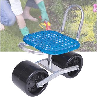 Generic Rollbarer Gartenarbeitsstuhl Mit R&auml;dern, 360&deg; Drehbar, H&ouml;henverstellbar, Robuster Gartenhocker for Rasen Und Garten(Blue)