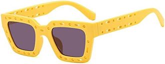 Generic Lunettes de soleil creuses style hippie punk pour homme et femme, Lunettes de soleil jaunes, Taille unique