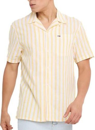 Tommy Hilfiger Chemisette Jaune/Blanc Homme Stripe Linen Jaune L