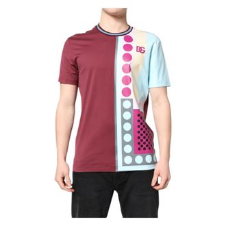 Dolce & Gabbana Multicolor Logo Kurzarm T-shirt - - Tops - Herren - Mehrfarbig - XL