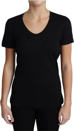 Dolce & Gabbana Femme, Tops, Noir, Taille: 38 FR T-Shirt &agrave; Col Rond