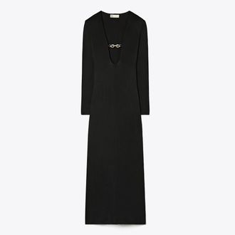 Tory Burch Damen Jessa Viskosekleid mit tiefem U-Ausschnitt