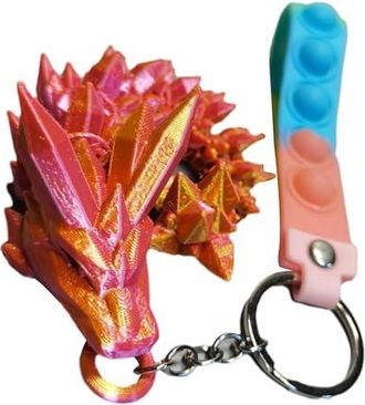 Generic Porte-clés dragon articulé imprimé en porte-clés dragon articulé - Porte-clés chinois dragon imprimé dans, pendentifs de lannée du dragon pour hommes 