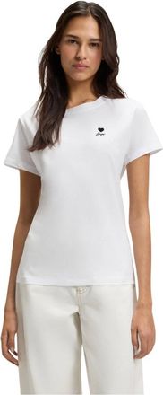 HUGO BOSS Femme, Tops, Blanc, Taille: 40 FR T-shirt &agrave; logo brod&eacute;