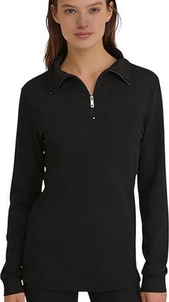 Brandsseller Pull col Camionneur pour Femme en Coton l&eacute;ger &agrave; Demi-Zip - avec Fermeture &Eacute;clair et col Montant, Confortable et Respirant pour Le Quotidien et Les Loi