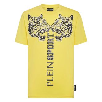 Plein Sport Homme, Tops, Jaune, Taille: 2XL T-Shirt Col Rond Tiger