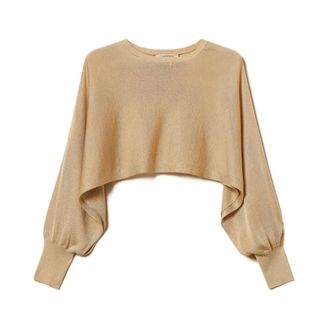Twinset Femme, Pulls, Beige, Taille: 40 FR Pull Court avec Lurex