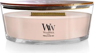 Woodwick Ellipse bougie parfum&eacute;e avec m&egrave;che Hearthwick, Vanille & Sel marin