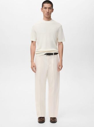 Mango Pantalon regular-fit fluide pinces beige - Homme - 38 - MANGO MAN