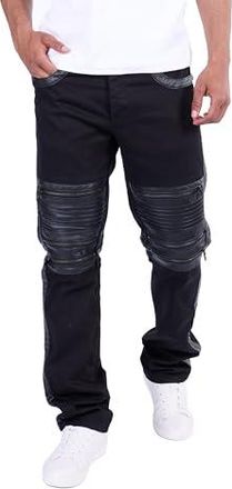 Kingz Jean de motard noir, Noir, 29W / 34L