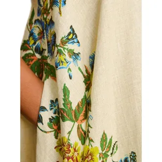 Alemais Floral-Print Linen Midi Dress - Beige