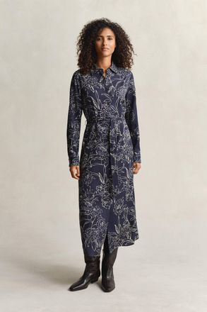 GANT Damen Hemdblusenkleid mit Blumen-Print (42) EVENING Blau