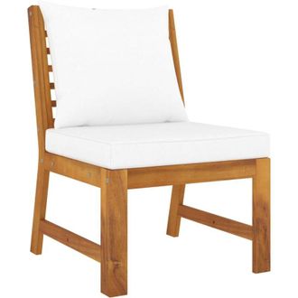 vidaXL vidaXL Canap&eacute; central sectionnel et coussin cr&egrave;me Bois dacacia massif