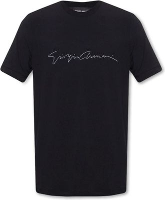 Giorgio Armani Homme, Tops, Noir, Taille: 2XL T-shirt ASV en viscose stretch avec logo signature