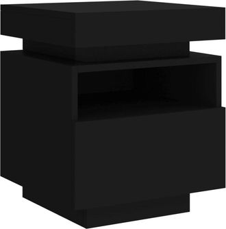 vidaXL Armoire de chevet avec lumières led noir 40x39x48,5 cm Vidaxl