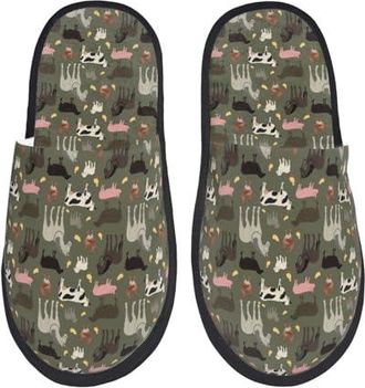 Generic Pantoufles Animaux De La Ferme Unisexe Pantoufles En Coton Antid&eacute;rapant Chaussons Maison Pour Femmes Int&eacute;rieur Automne M
