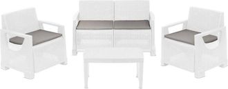 Dmora Outdoor-Lounge-Set Covo, 4-sitzige Outdoor-Sitzgruppe, Weiß