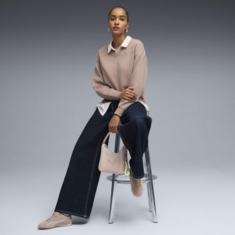 Puma Essentials Elevated Sweatshirt mit V-Ausschnitt Damen, Kleidung,, XL