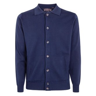 FILIPPO DE LAURENTIIS Strickjacke mit Hemdkragen - - Knitwear - Herren - Blau - S