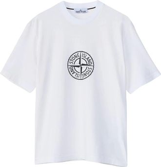 Stone Island Homme, Tops, Blanc, Taille: S All Around Compass T-Shirt