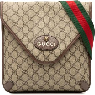 Gucci Hobo Bags - Medium GG Supreme Neo Vintage Flap Crossbody - Gr. unisize - in Braun - f&uuml;r Damen