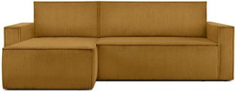 Konsimo Napi Ecksofa Big links/rechts, Schlaffunktion mit Cordbezug, Gelb - Konsimo
