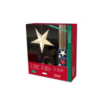 Konstsmide Roter Papierstern, inkl. Anschlusskabel mit an/aus Schalter, ohne Leuchtmittel, E14 Lampenhalterung, 230V, Innen, weißes Kabel - 2964-500