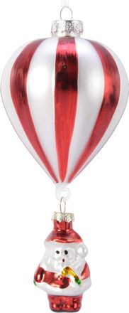 Kaemingk Christbaumschmuck Glas 15cm Weihnachtsmann mit Ballon Weihnachtskugeln rot/weiß