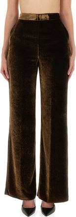 Etro Velvet Viscose-Silk Trousers - Brown
