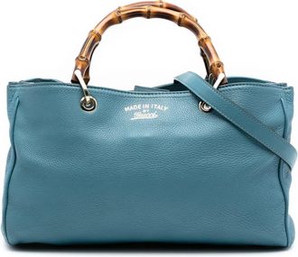 Gucci Hobo Bags - Medium Calfskin Bamboo Shopper Satchel - Gr. unisize - in Blau - f&uuml;r Damen