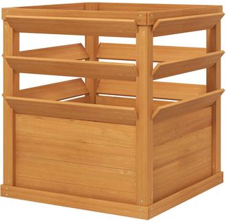 OUTSUNNY Jardini&egrave;re avec treillis fa&ccedil;on persienne dim. 65L x 65l x 73H cm bois de sapin pr&eacute;-huil&eacute;