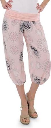 Malito more than fashion Malito - Pantalon sarouel court pour femme avec imprimé - Pantalon bouffant en coton - Pantalon 3/4 léger - Pantalon pour la danse, la détente et le y