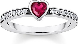 Thomas Sabo Ring Ring Silber Solit&auml;r Rot Herzf&ouml;rmiger Stein