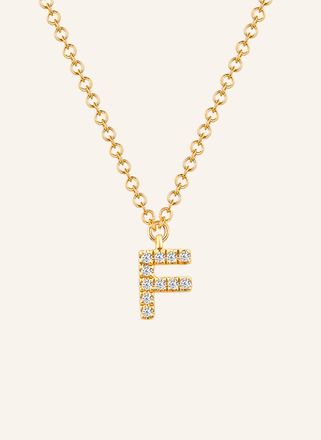 Leaf Initialien Halskette F Aus 14 Karat Gelbgold Mit Diamanten gold