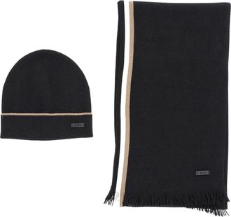 HUGO BOSS Ensemble &eacute;charpe et bonnet Henzo - Homme - Accessoires - Noir - Taille: ONE Size