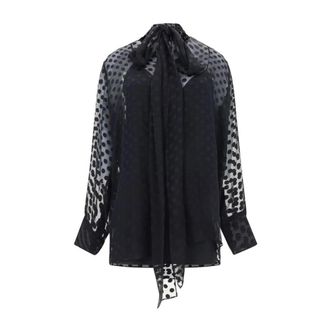 Givenchy Satinbluse mit Polka Dot und Lavalliere - - Blouses & Shirts - Damen - Schwarzk - S