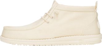 HeyDude Wally Mid Stretch Canvas - Zapatos Estilo Mocas&iacute;n para Hombre, Bone White, 45