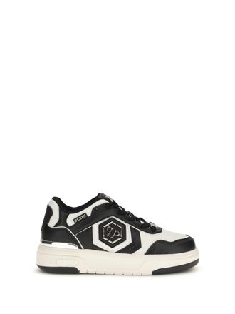 Philipp Plein Mens Sneakers Sk8r Calf Leather White-Black Upper Trainers White/black