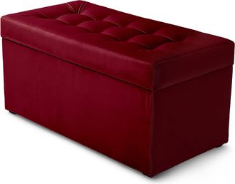 MG Design Polsterhocker 45 x 90 cm Rot mit Stauraum (ca. 100 L), belastbar bis 300 kg, sofort einsatzbereit & pflegeleicht - für Wohnzimmer, Schlafzimmer & Flur