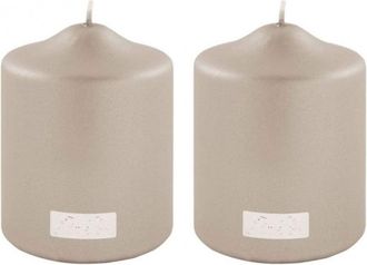 Fink [DL Candle 2er Set, metallic Stumpenkerze, Paraffin, Stein, L. 8 cm, B. 8 cm, H. 10 cm [SET2]