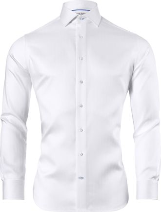 Vincenzo Boretti Hemd, Body-fit/super tailliert, Stretch Fischgrat - bügelleicht weiß 41-42