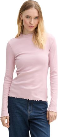 Tom Tailor Damen RIPP Longsleeve mit Stehkragen, 36537 - Soft Dusty Rose, XL