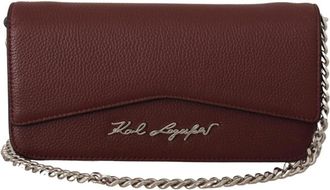 Karl Lagerfeld Lederklappe &uuml;ber konvertierbare Kettenriemen-Clutch - - Bags - Damen - Braun - ONE SIZE